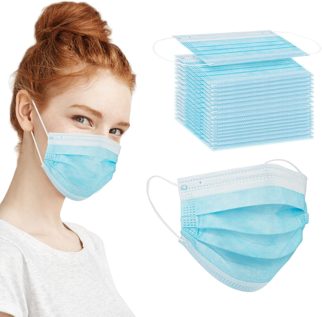 Disposable Face Masks/ 3Ply Safety Face Masks- 50PCS - 3 Layers Blue P ...